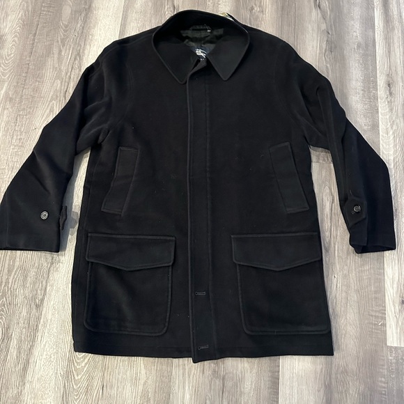 Burberry | Jackets & Coats | Burberry Mens Black Wool Jacket Winter Fall Size Medium M Collar ...